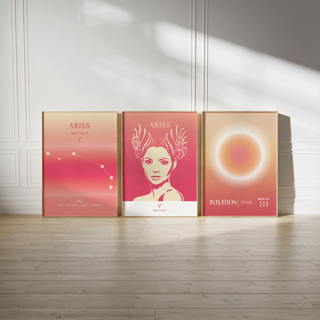 Aries Wall Art Set • Zodiac Poster Bundle • Astrology Printable • Aries ...