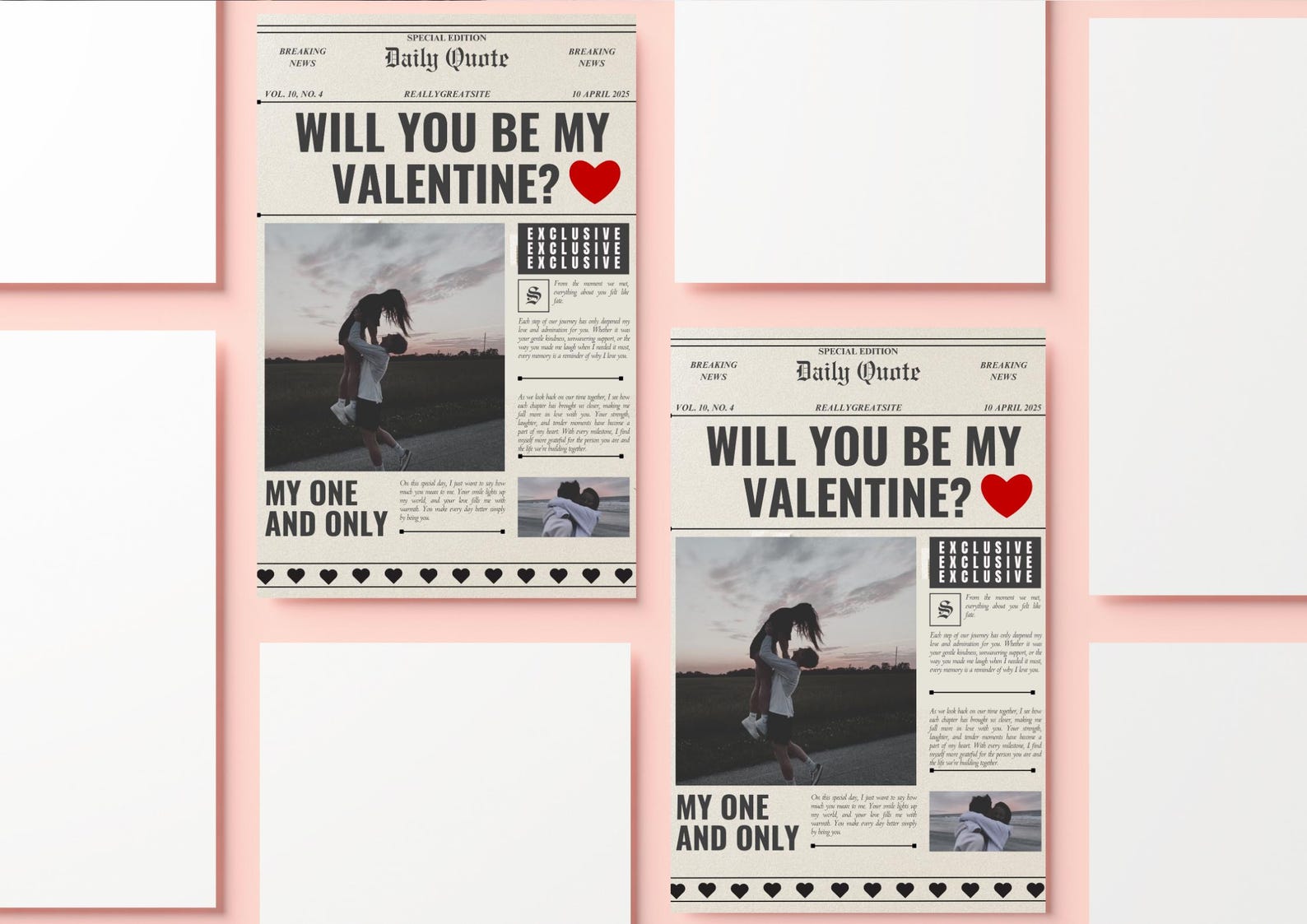 Custom Valentines Day Newspaper Template Canva Valentines Newspaper ...