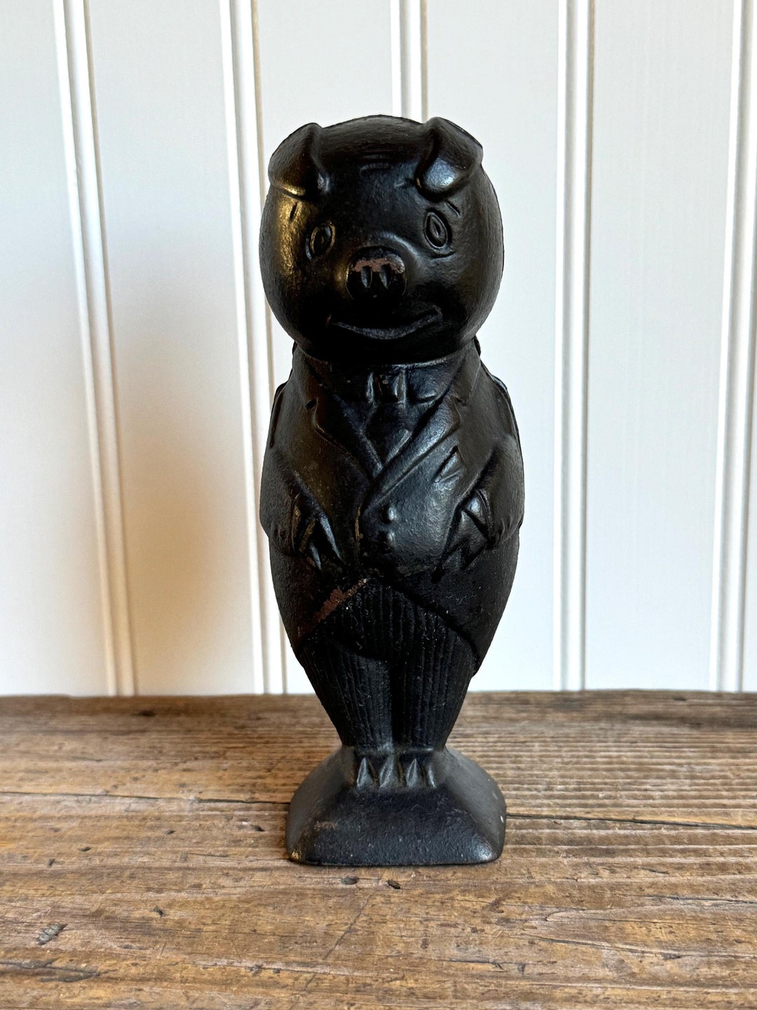 Vintage Cast Iron Pig Bank Black, Vintage Piggy Bank, Nortonandyoung - Etsy