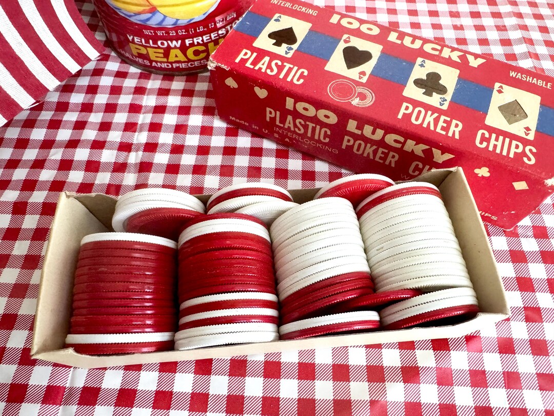 Vintage Poker Chips Red White in Original Box LOT of 75 Pieces ...