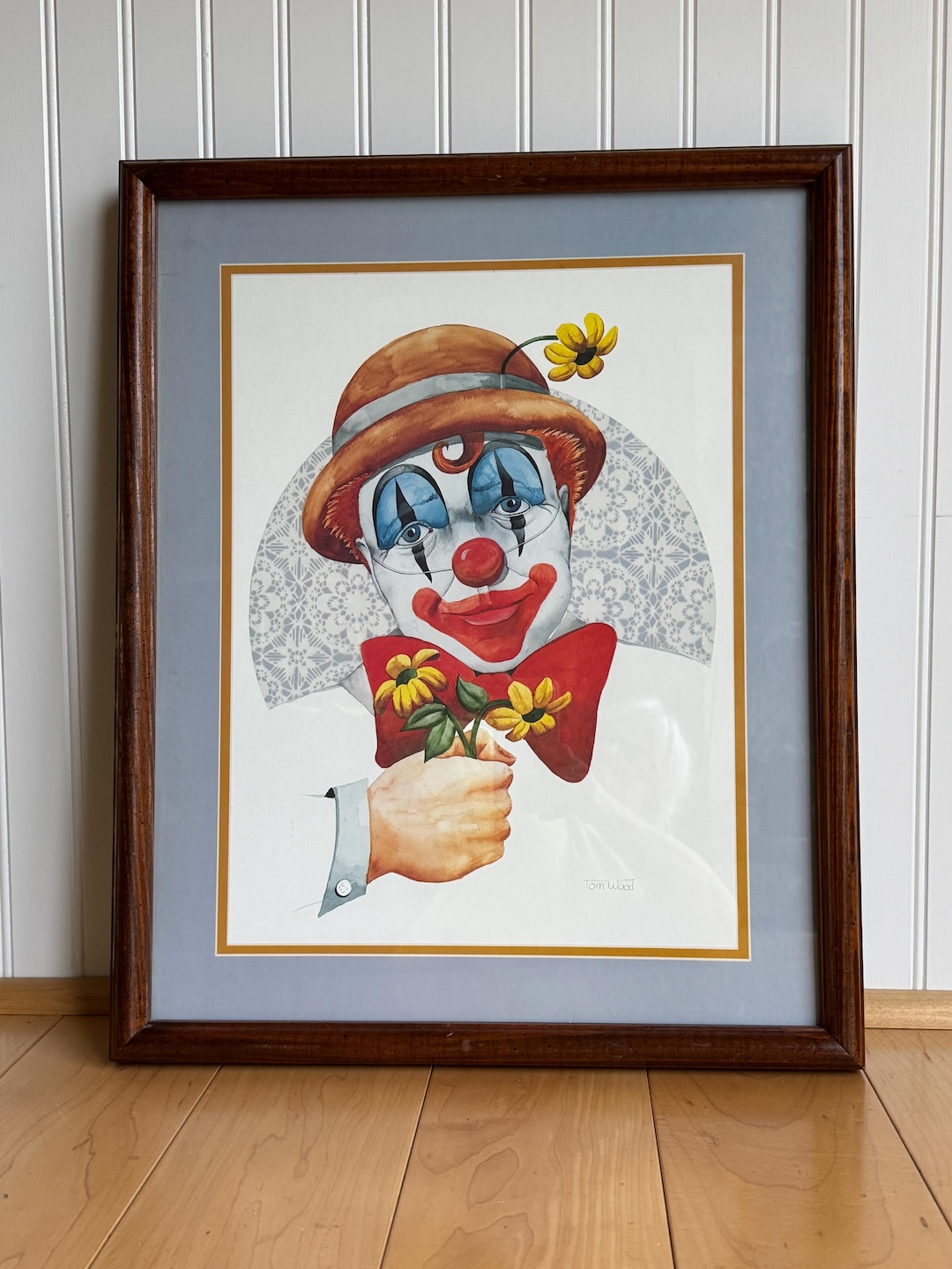 Tom Wood Vintage Clown Print Framed Illustration Vibrant Colors ...
