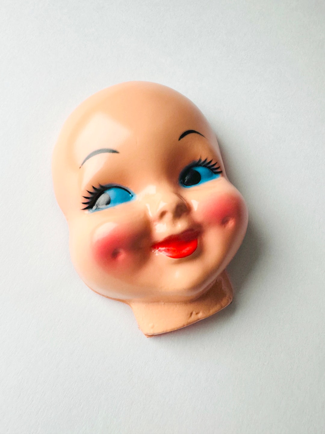 Vintage Plastic Doll Face: Hong Kong Craft Supply With Dimples - Etsy