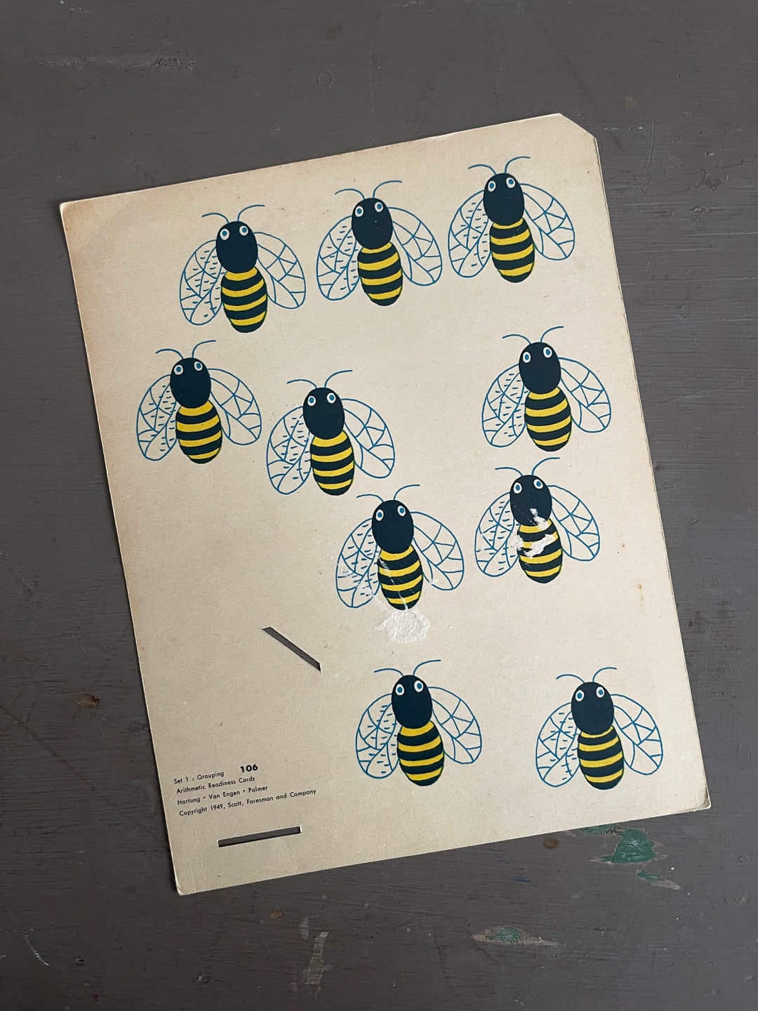 1949 Bumblebee School Flash Card, Kites Flash Card, Mid Century Design ...