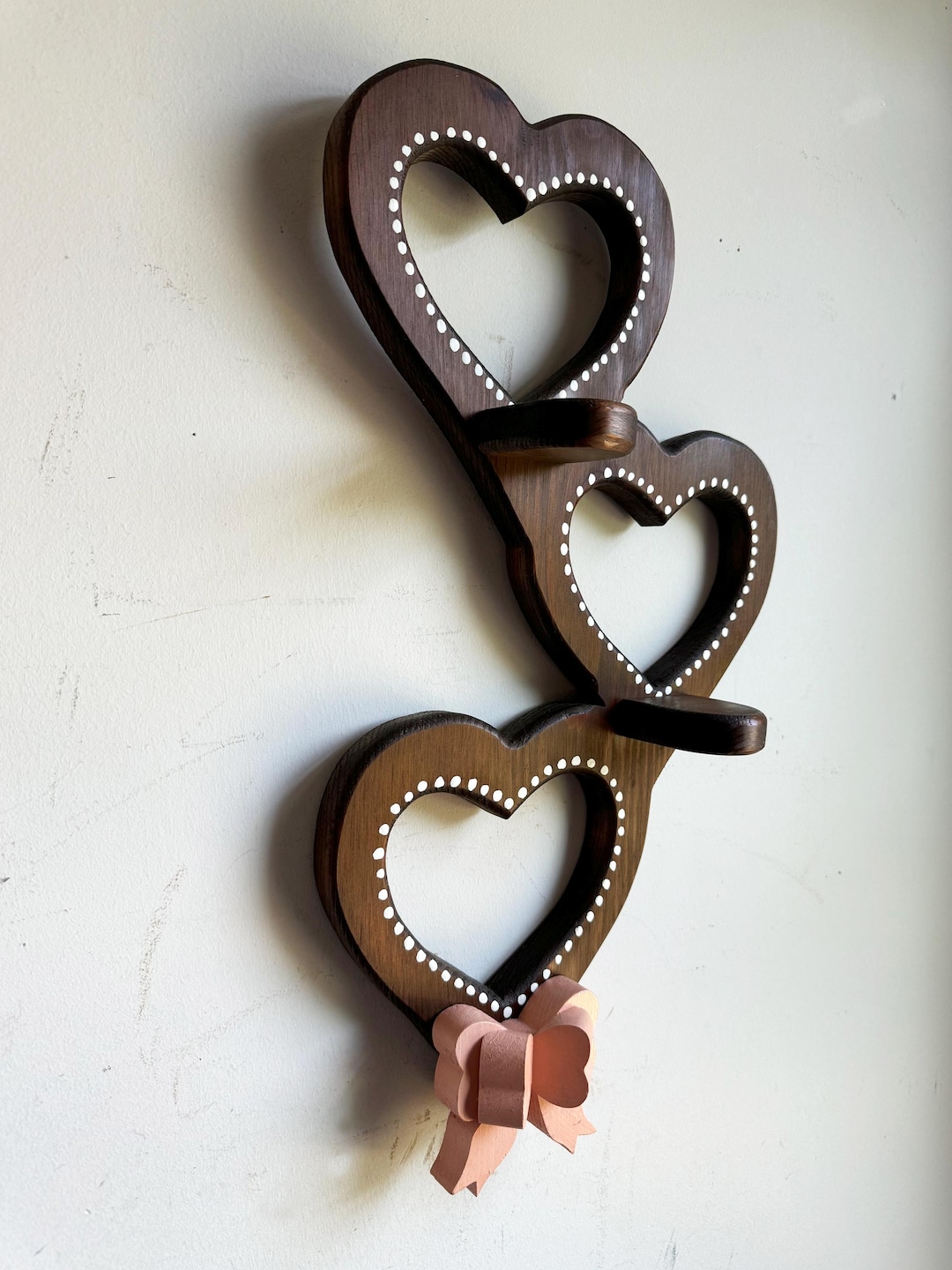 Wooden Shelf Heart Shape, Heart Wood Wall Shelf, Curio Display Shelf ...