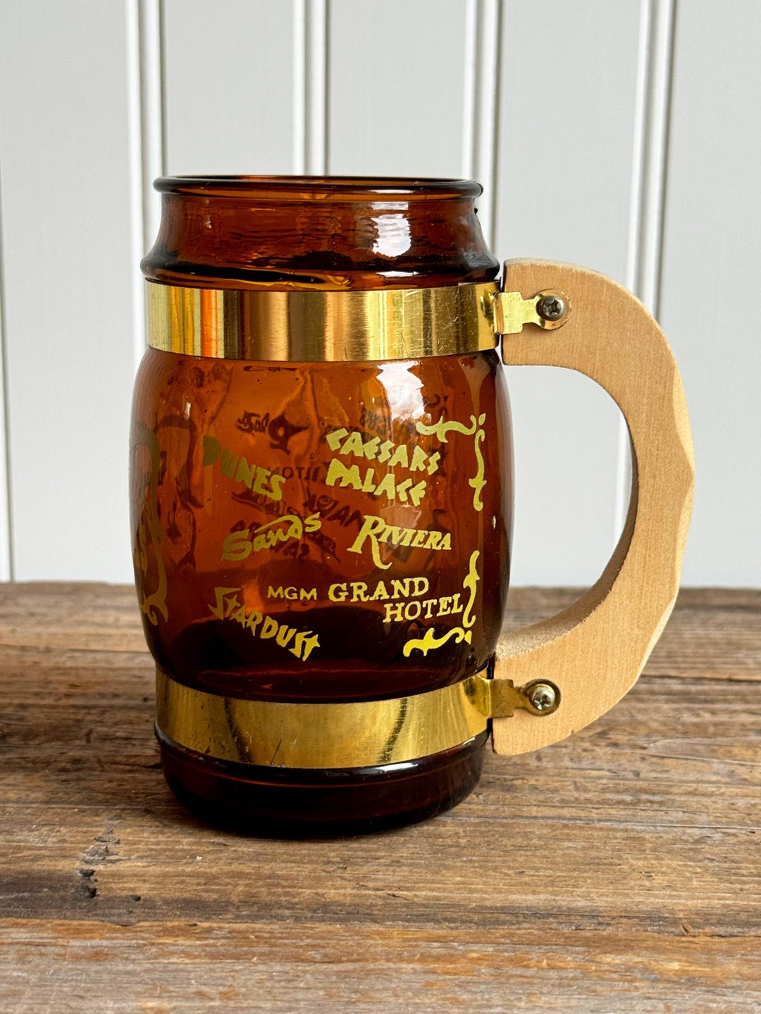 Vintage Siesta Ware Las Vegas Souvenir Barrel Amber Glass Mug, Siesta ...