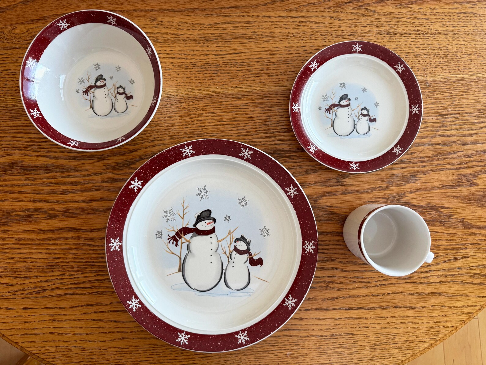 Royal Seasons Snowmen Snowflake Border Mugs Cups Set of 4, Vintage ...