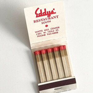 Vintage Matchbook, Eddy's the Royal Coffee Shop Banquets and ...
