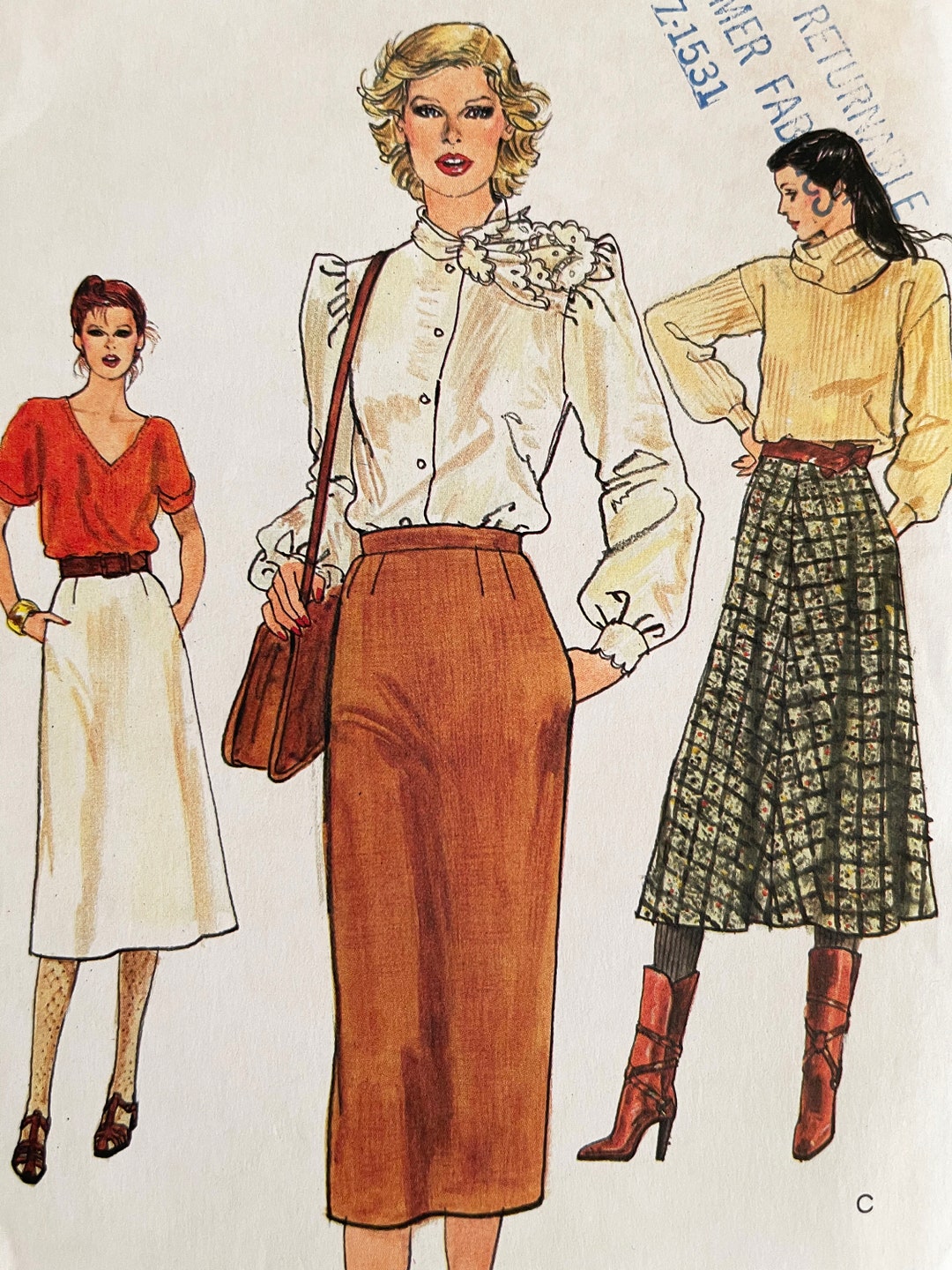 1980s Vintage Sewing Pattern Uncut Very Easy VOGUE 7444 Flared A Line ...