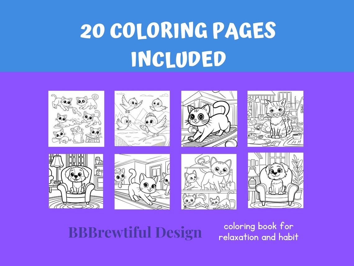 Funny Coloring Educational Printable for Kids With 20 Cute Animals ...