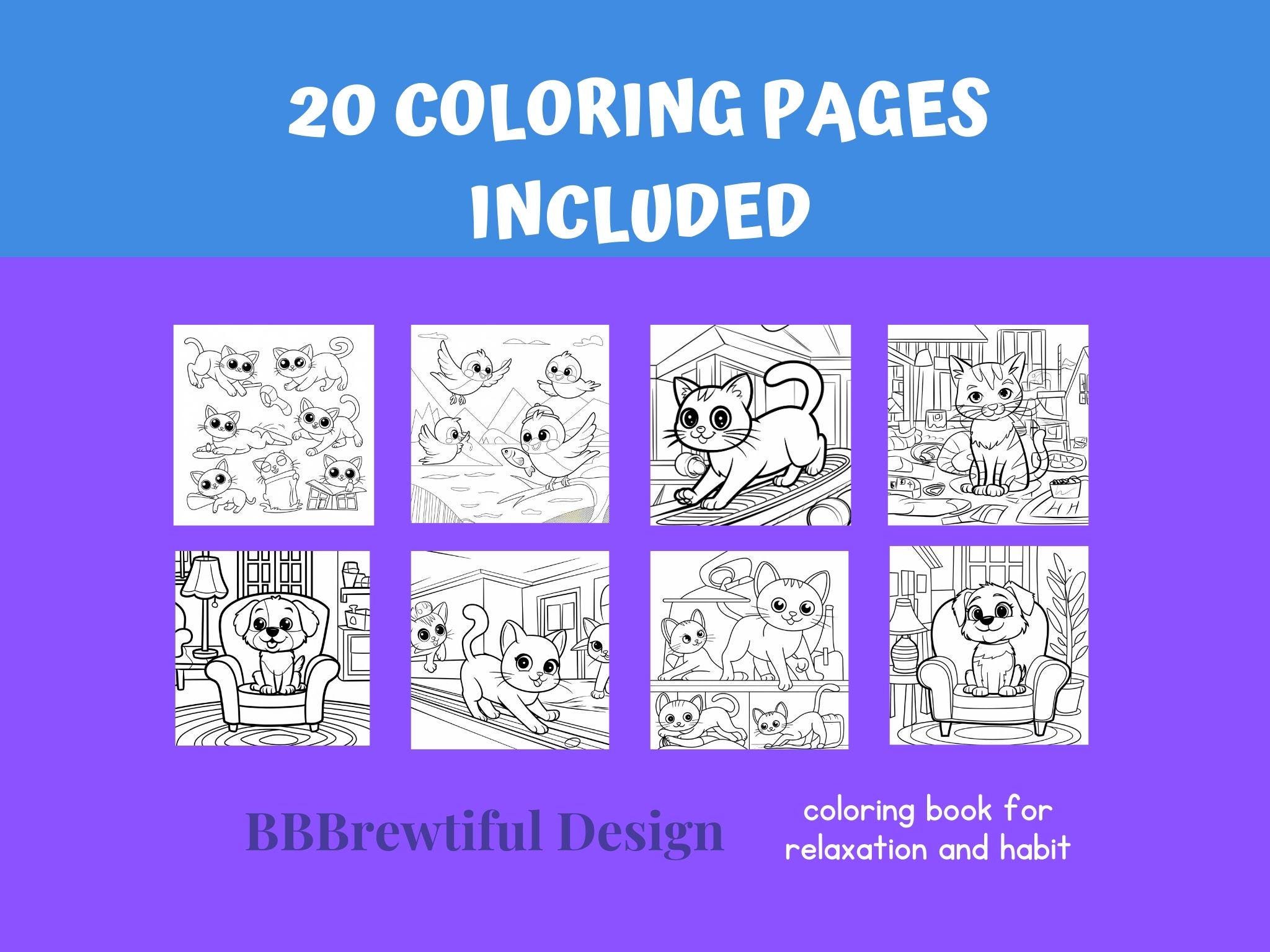 Funny Coloring Educational Printable for Kids With 20 Cute Animals ...