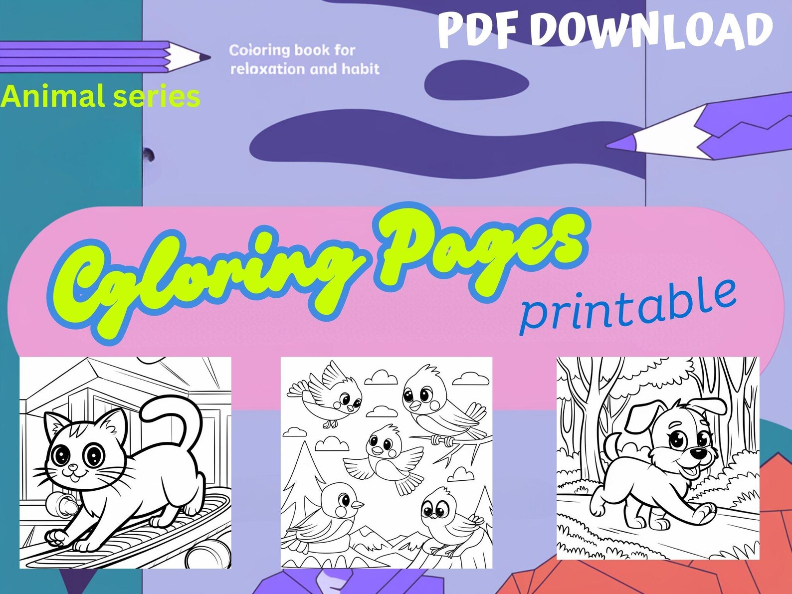 Funny Coloring Educational Printable for Kids With 20 Cute Animals ...