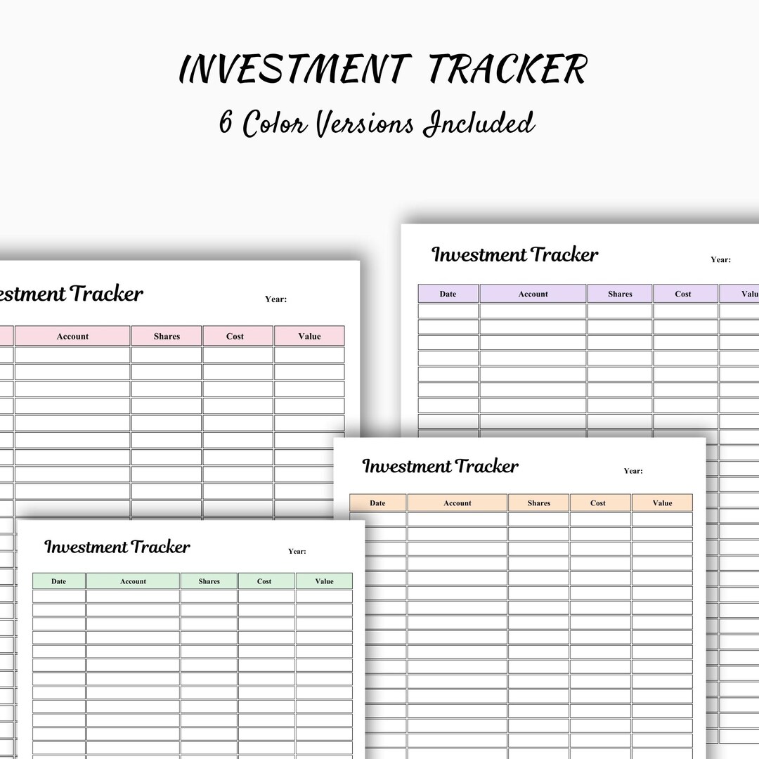 Investment Tracker Printable | Portfolio and Stock Log | Finance ...