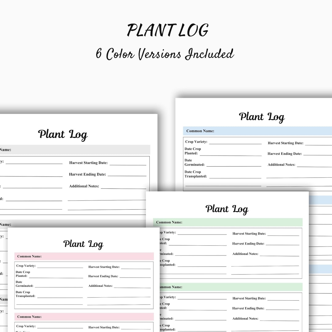 Plant Log Printable | Garden Record Sheet | Plant Growth Tracker ...
