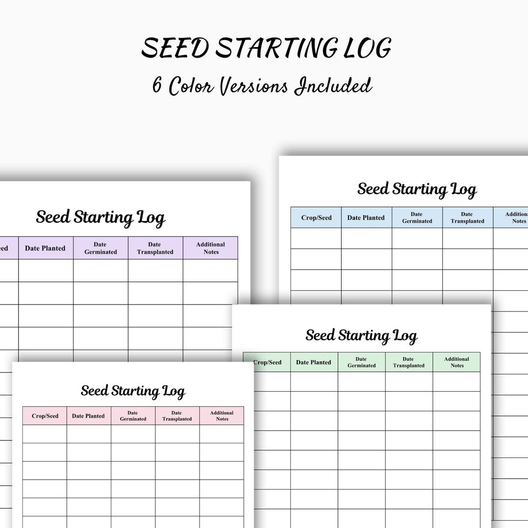 Seed Starting Log Printable | Seed Germination Tracker | Garden Planner ...