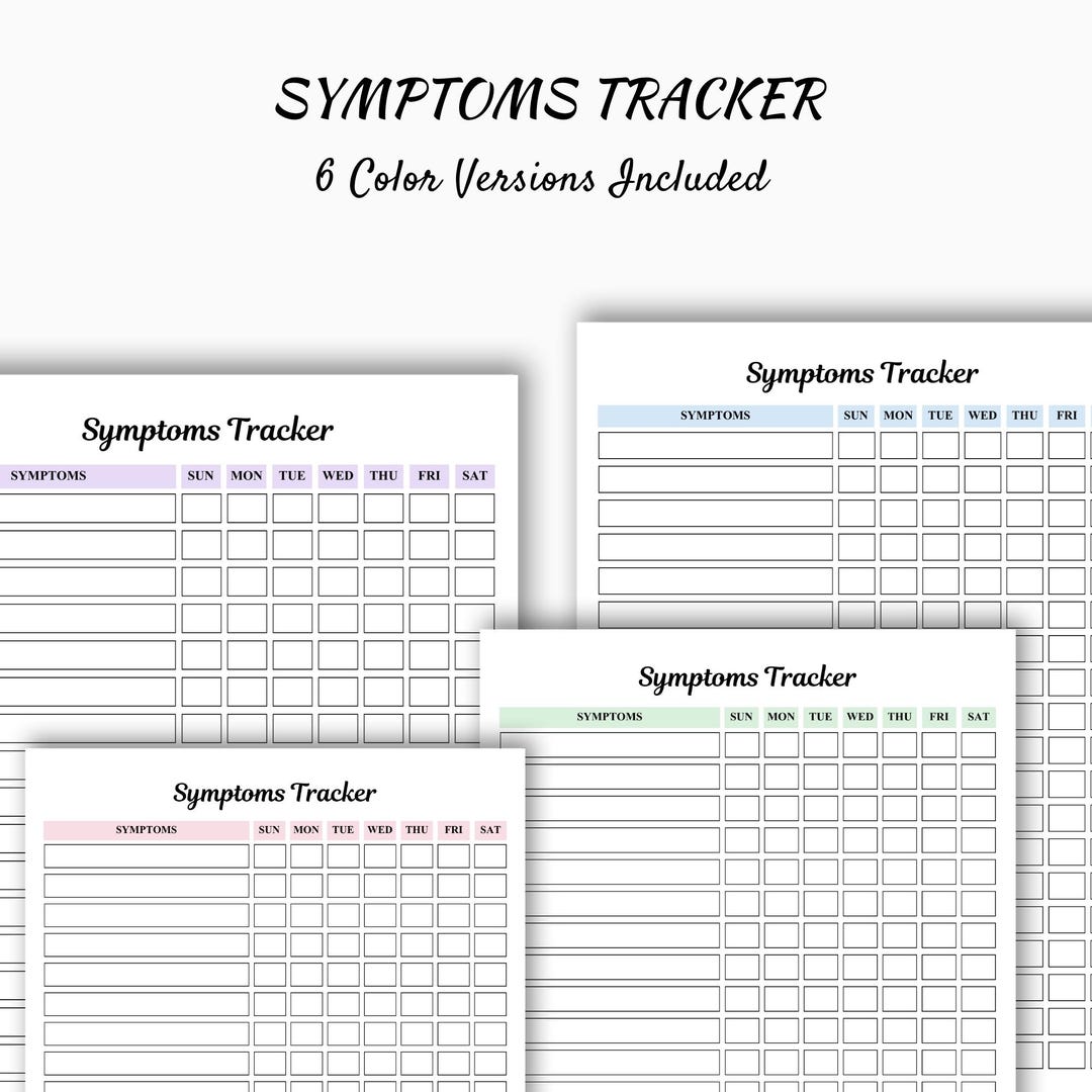 Symptoms Tracker Printable | Symptom Frequency Tracker | Health Log ...