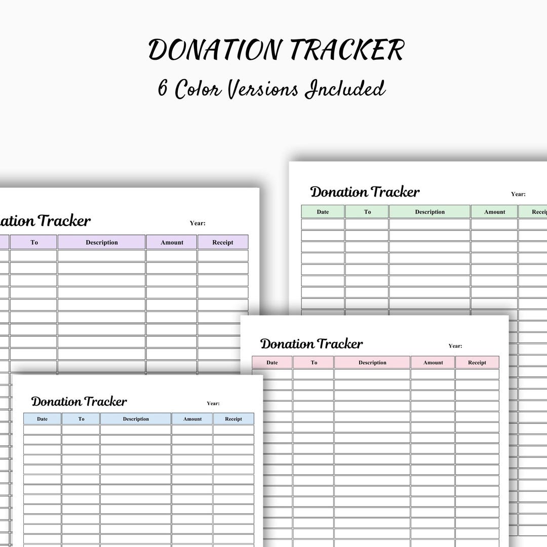 Donation Tracker Printable | Charitable Giving Log | Finance Planner ...