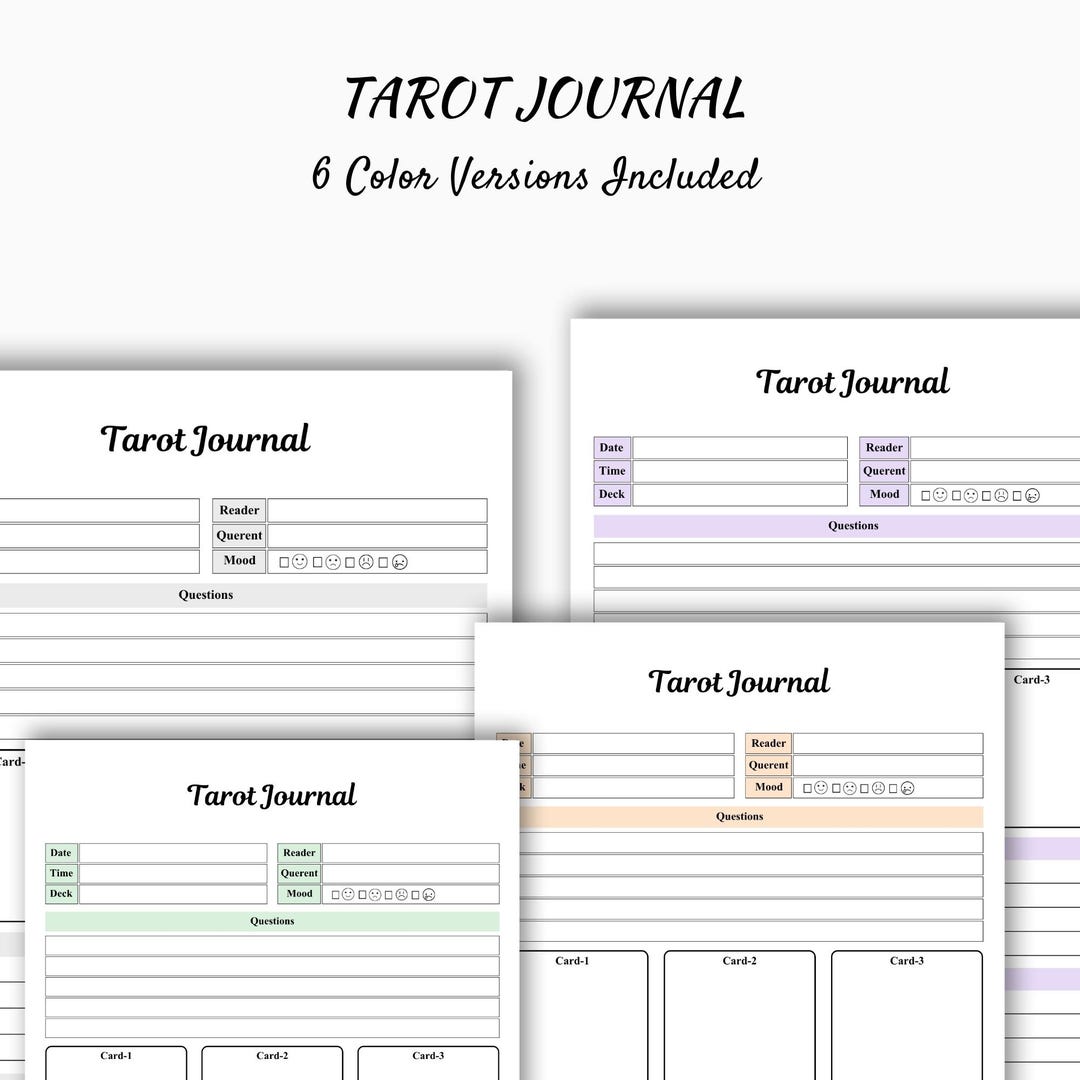 Tarot Journal Printable | Tarot Reading Log | Card Spread Template ...