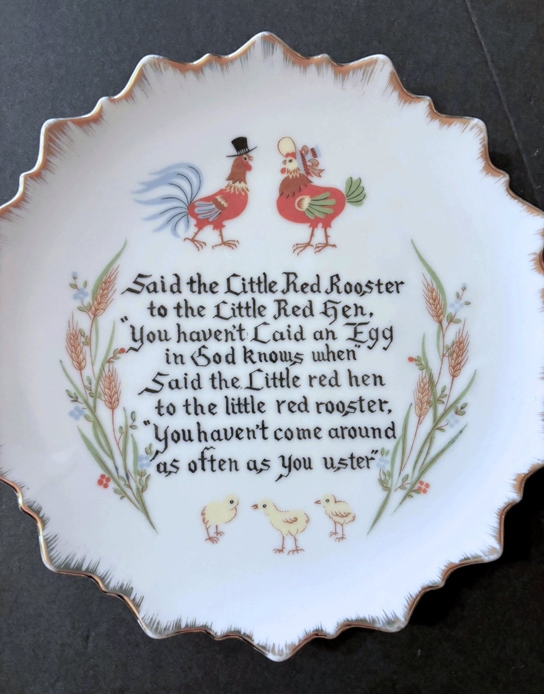 Said the Rooster to the Hen Plate, Poem, Vintage - Etsy