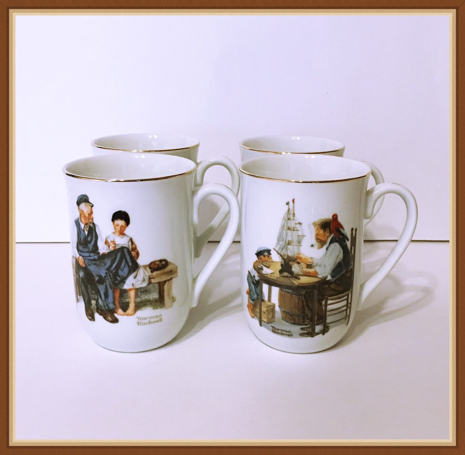 Norman Rockwell Coffee Cups Set of 4 Stamped Seal of - Etsy