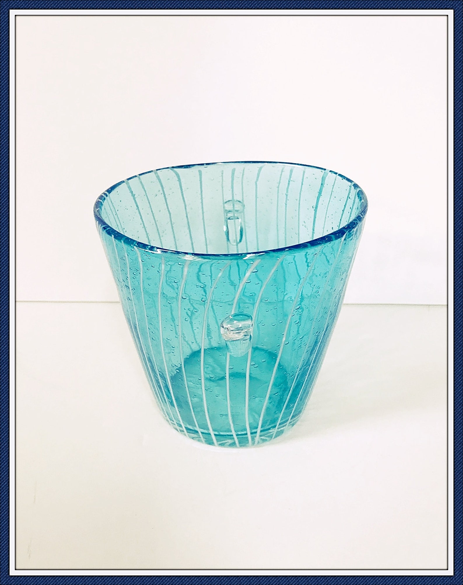 Caribbean Blue Ice Bucket Venini for Disaronna Hand Blown - Etsy