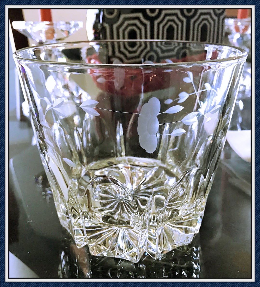 Small Lead Crystal Ice Bucket, by Princess House, Heritage Floral ...