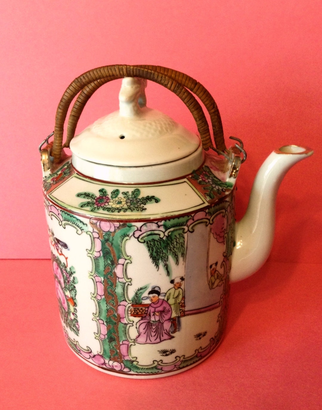 Chinese Canton Tea Pot, Canton, Lid, Handles, 1920's, Yue Dong Qui ...