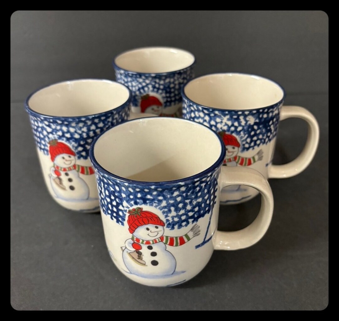 Snowman Coffee, or Tea Cups, Set of 4, Thomson Pottery, Vintage, NOS - Etsy