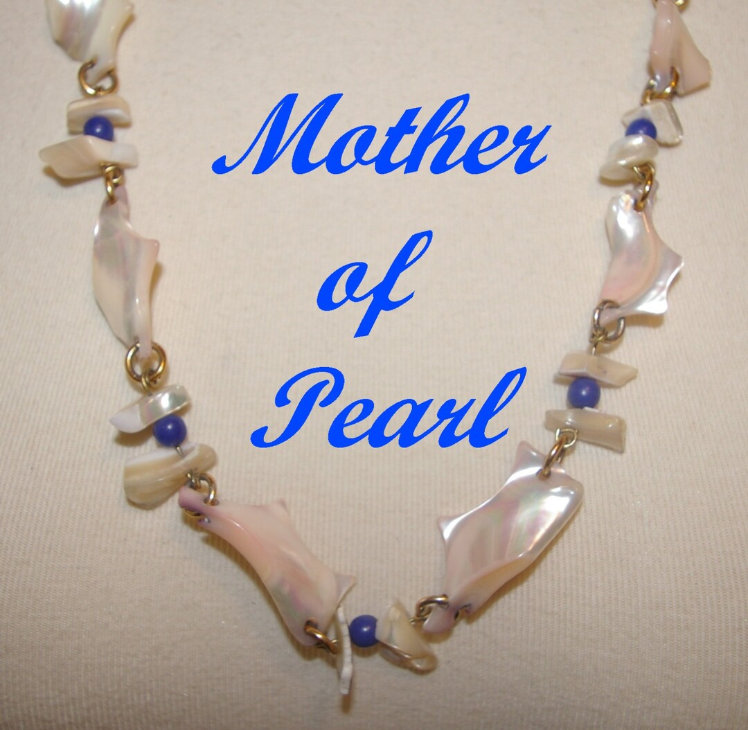 Mother of Pearl Shell Chip Necklace, Polished, Smooth, off White ...