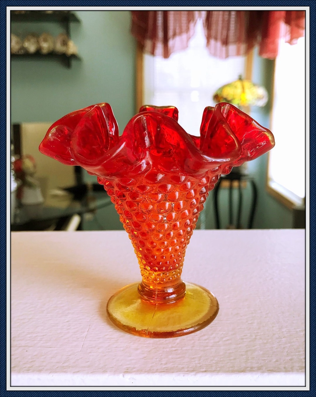 Small Amberina Glass Vase, Red, Orange, Yellow, by Fenton, Vintage - Etsy