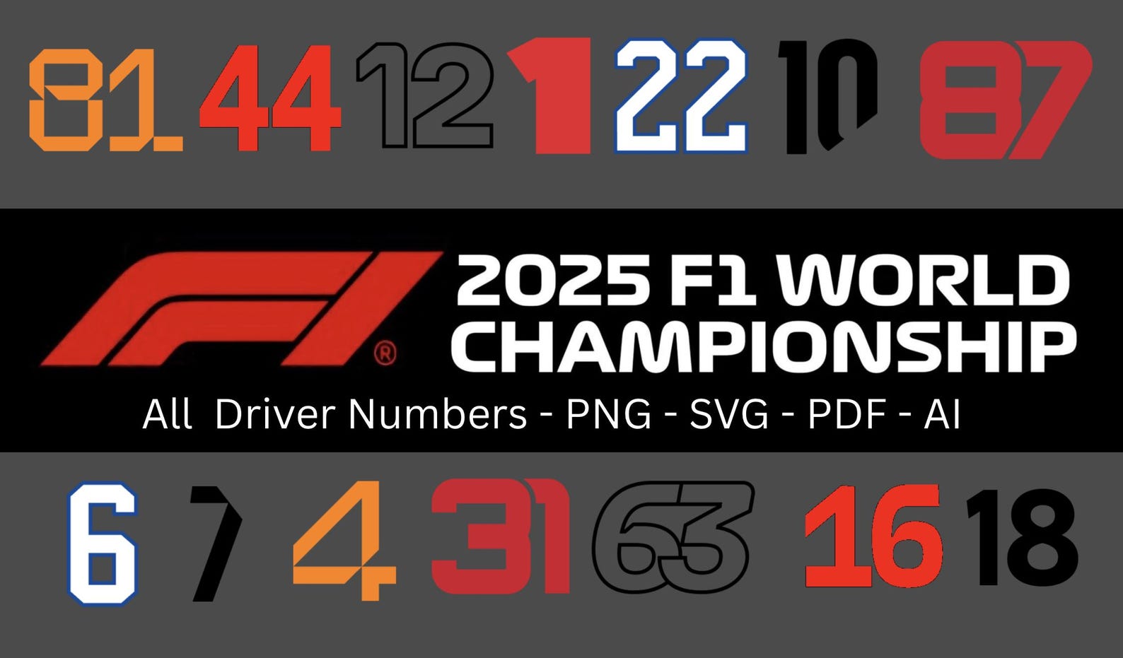 2025 F1 Driver Numbers – Craft Design Set (digital Download) - Etsy