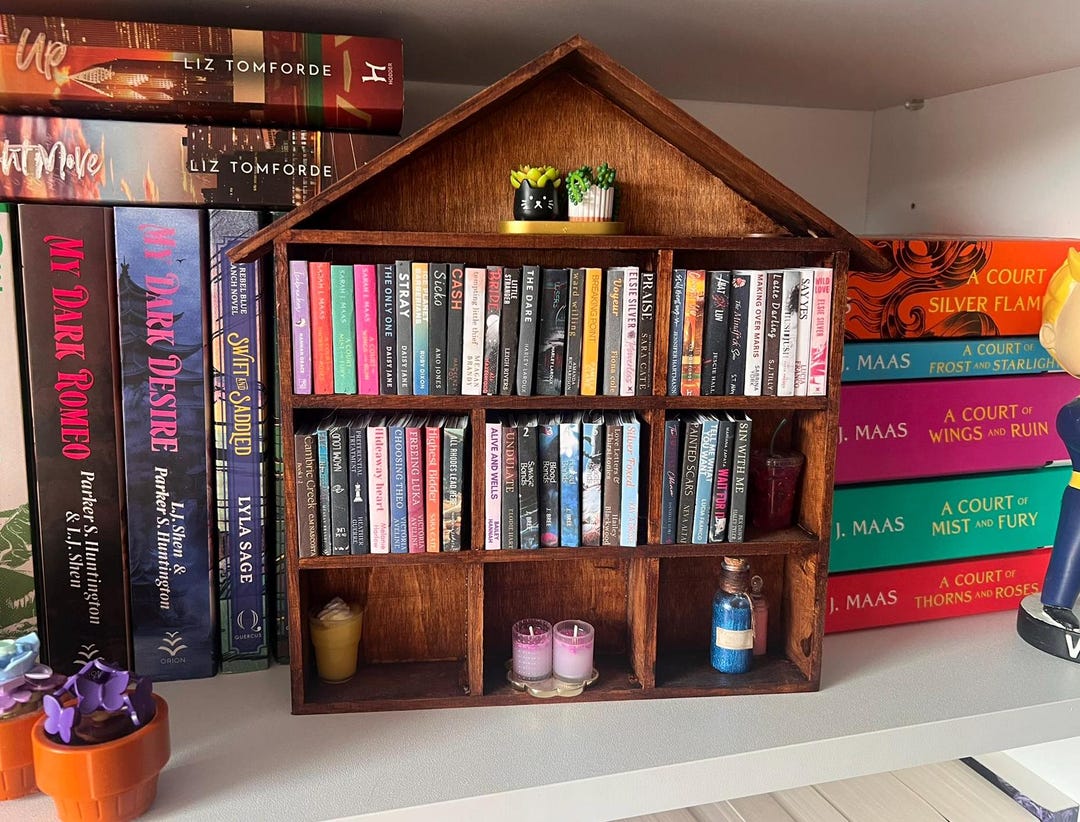 Mini Book Shelf: Dark Brown Wooden Display With DIY Guide - Etsy