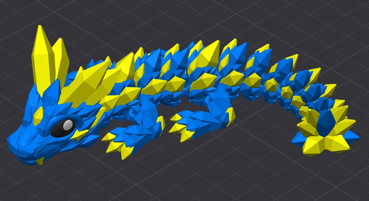 3D Printed Articulated Dragon Keychain – Custom Colors – Flexible ...