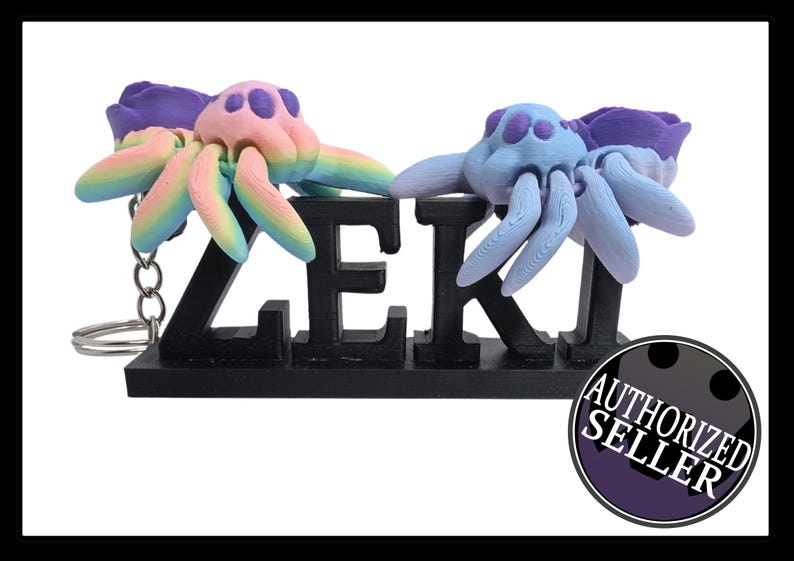 Articulated 3D Printed Spider Keychain – Custom Colors – Rainbow Option ...