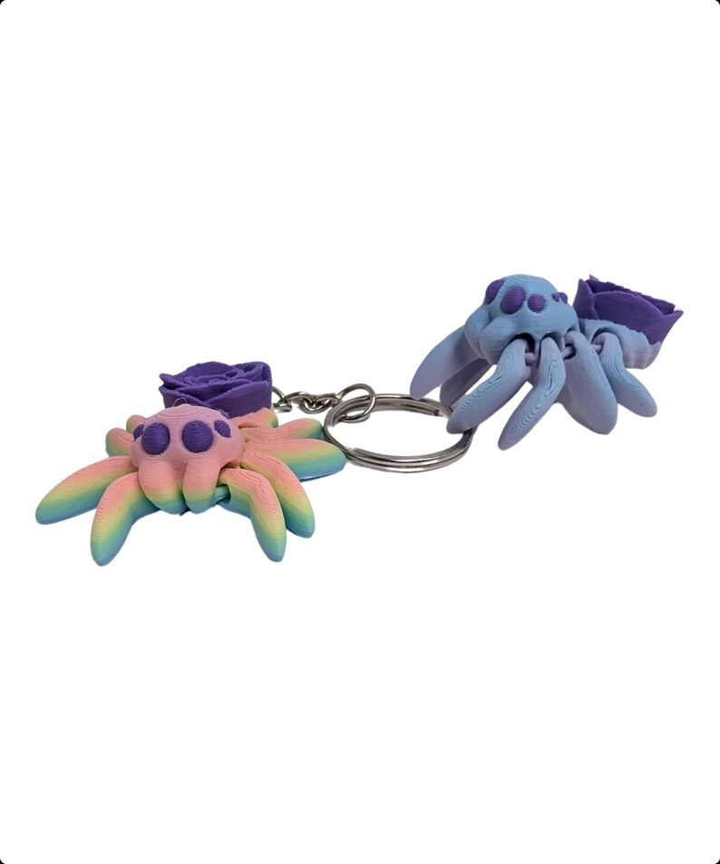 Articulated 3D Printed Spider Keychain – Custom Colors – Rainbow Option ...