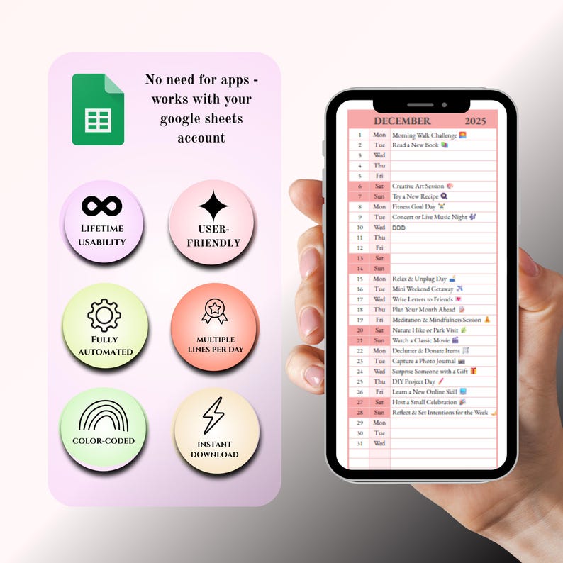 2026 Year at A Glance Calendar: Google Sheets Planner (digital Download ...