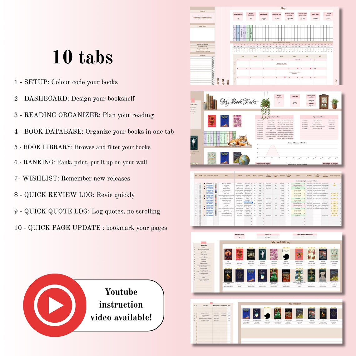Adhd-friendly Digital Reading Journal: Google Sheets Book Tracker - Etsy