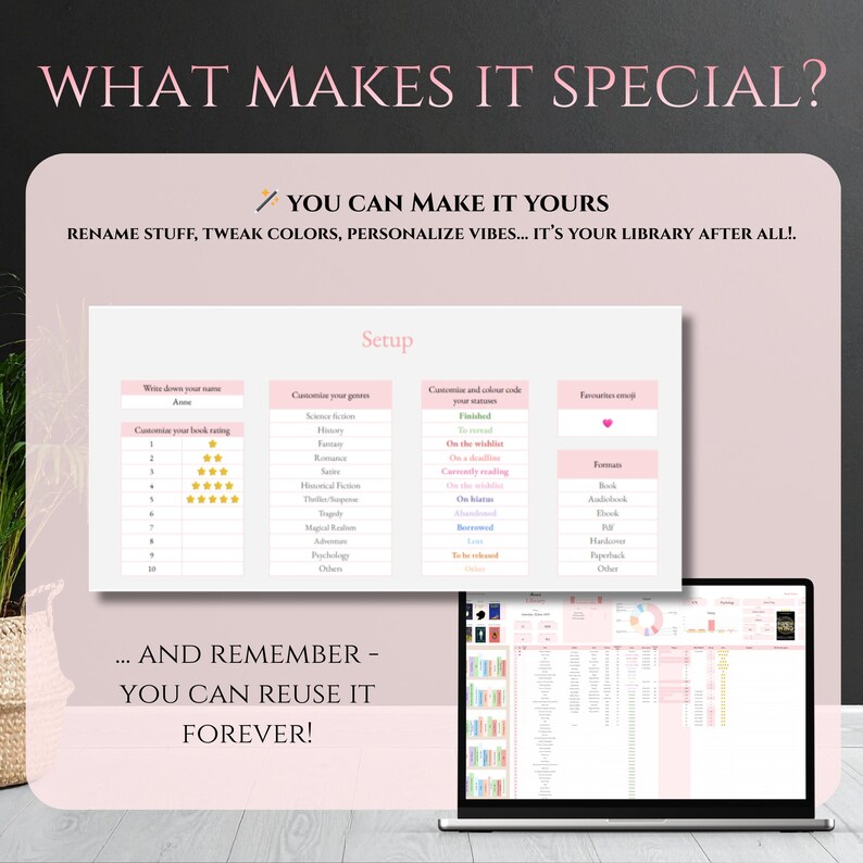 ADHD Pink Reading Tracker: Google Sheets Digital Library, Automated ...