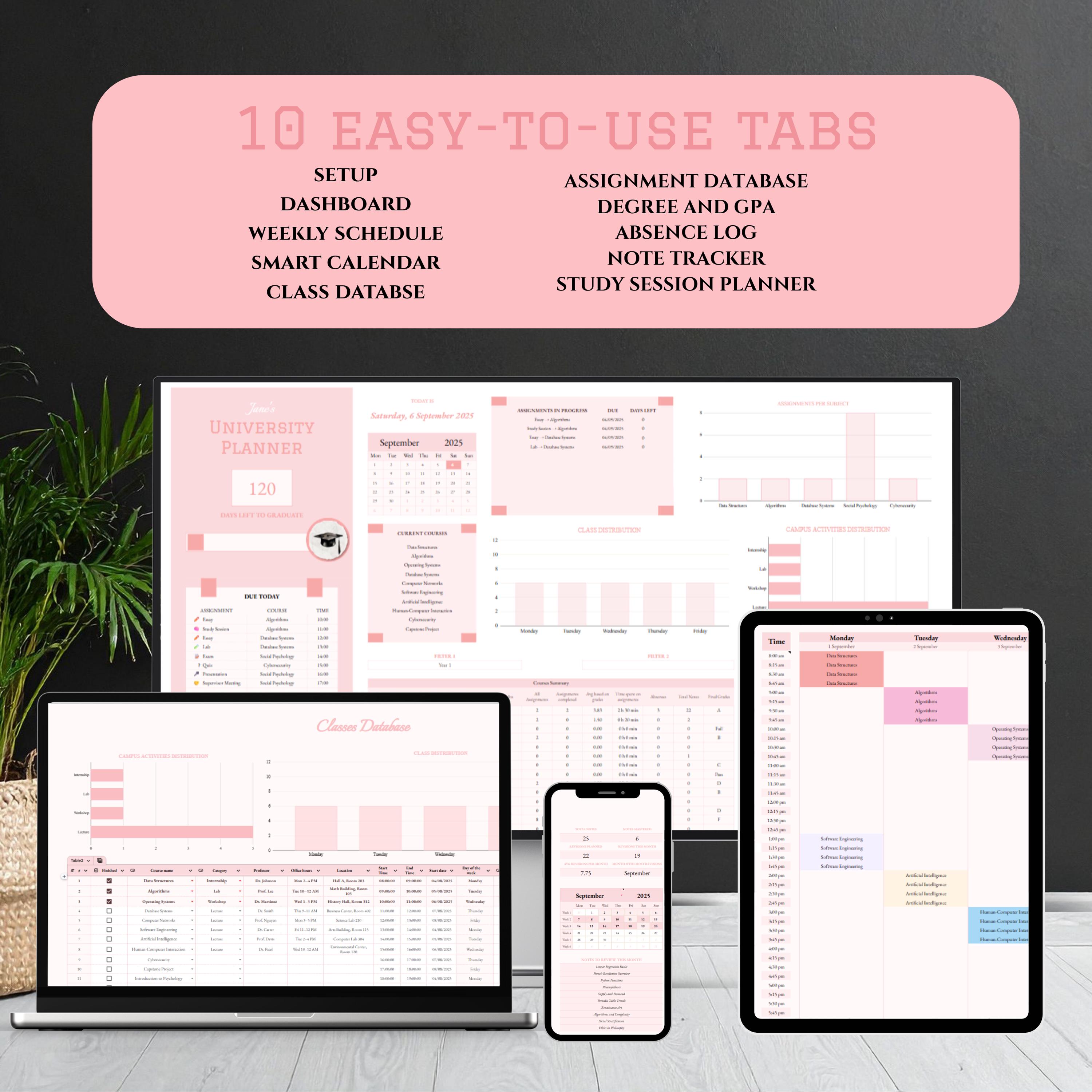 ADHD University Planner: Color-coded Google Sheets (digital Download ...