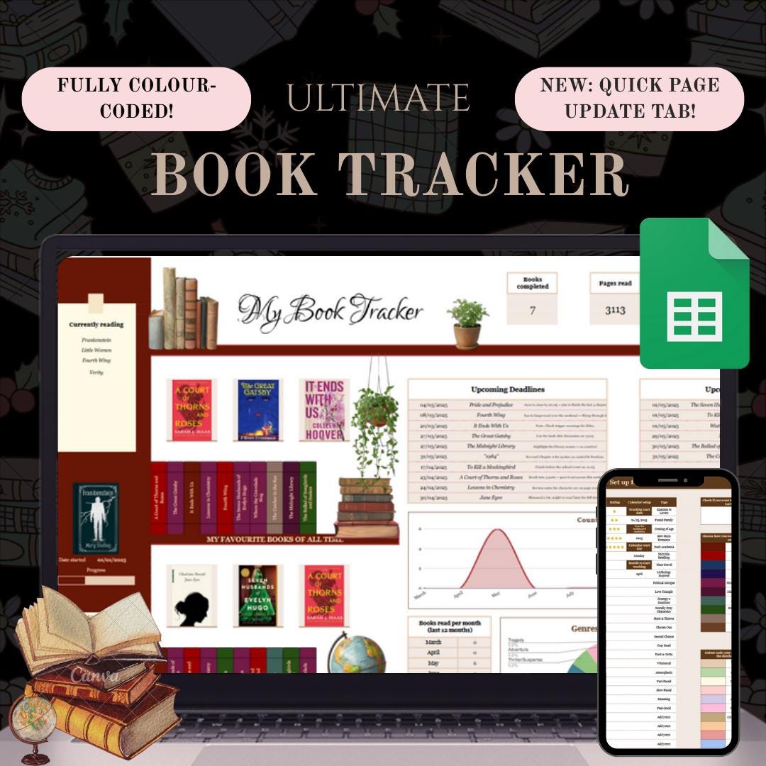 Digital Reading Tracker: Google Sheets Book Log, Color Coded (digital ...