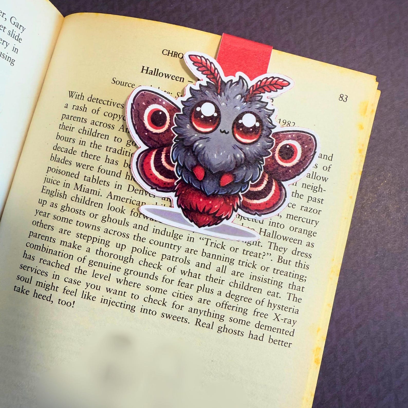Spooky Moth Magnetic Bookmark, Cute Moth Planner Clip, Halloween ...