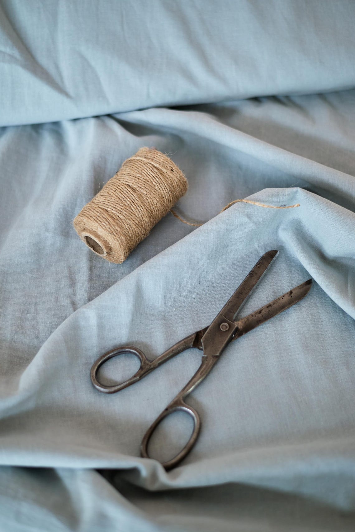 Powder Blue Linen Cotton Mix Fabric, 150 G/m2, Medium Weight, Wide Roll ...