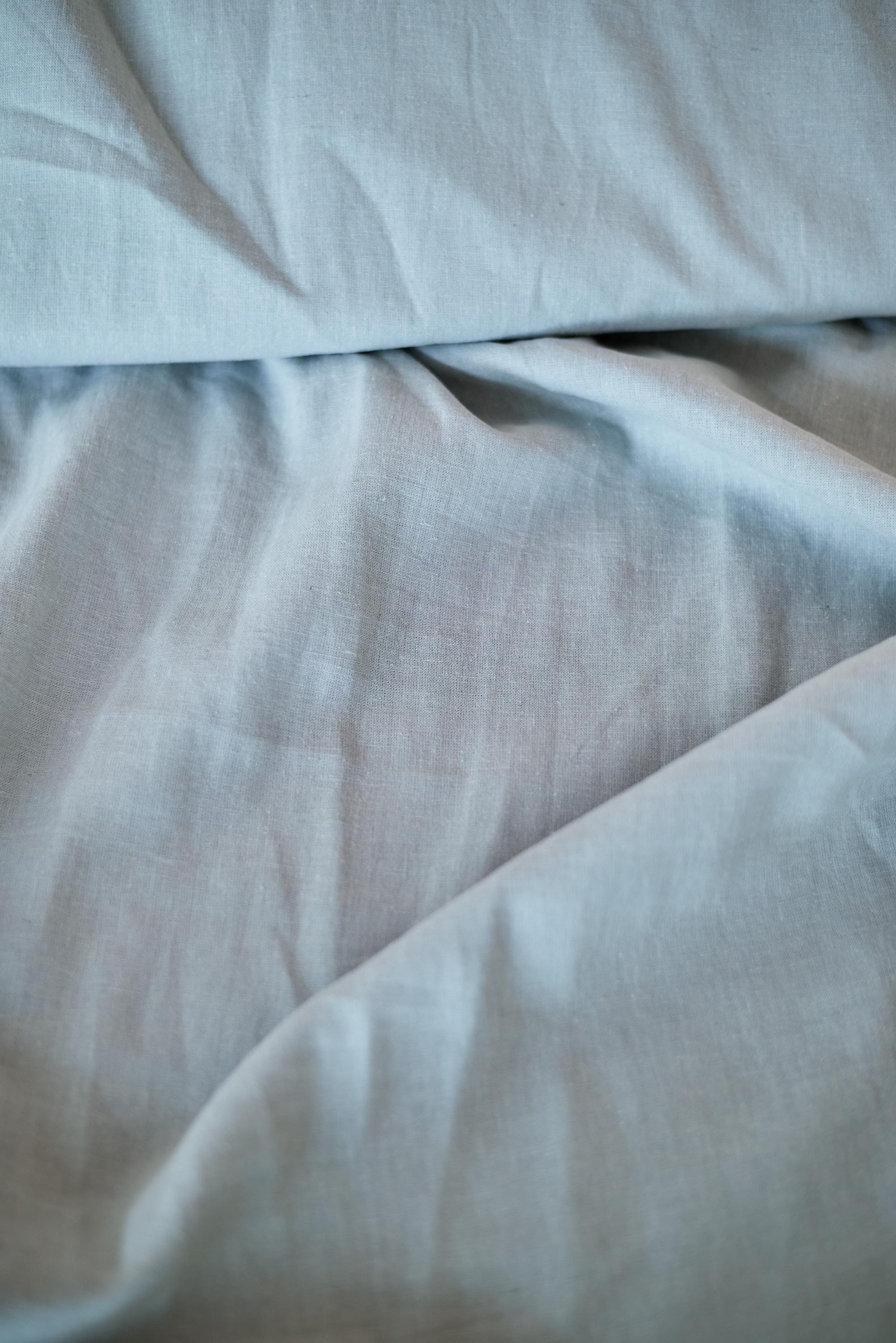 Powder Blue Linen Cotton Mix Fabric, 150 G/m2, Medium Weight, Wide Roll ...