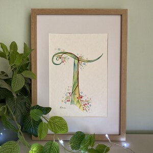 Letter T, Wall Art, Nursery Decor, Alphabet Art, Watercolour, Original ...