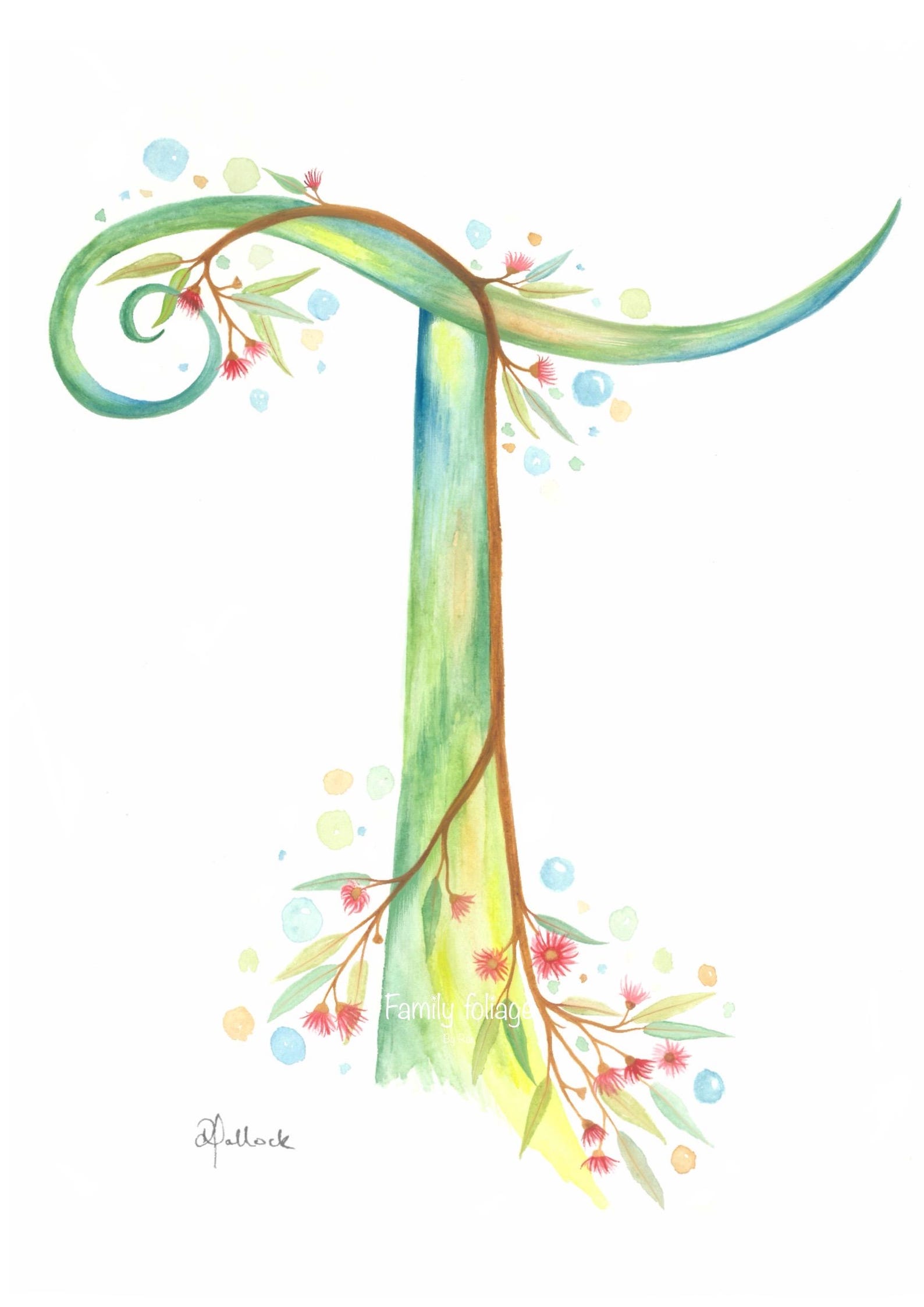 Letter T, Wall Art, Nursery Decor, Alphabet Art, Watercolour, Original ...