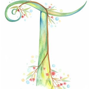 Letter T, Wall Art, Nursery Decor, Alphabet Art, Watercolour, Original ...