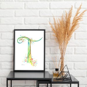 Letter T, Wall Art, Nursery Decor, Alphabet Art, Watercolour, Original ...