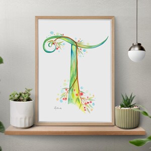 Letter T, Wall Art, Nursery Decor, Alphabet Art, Watercolour, Original ...