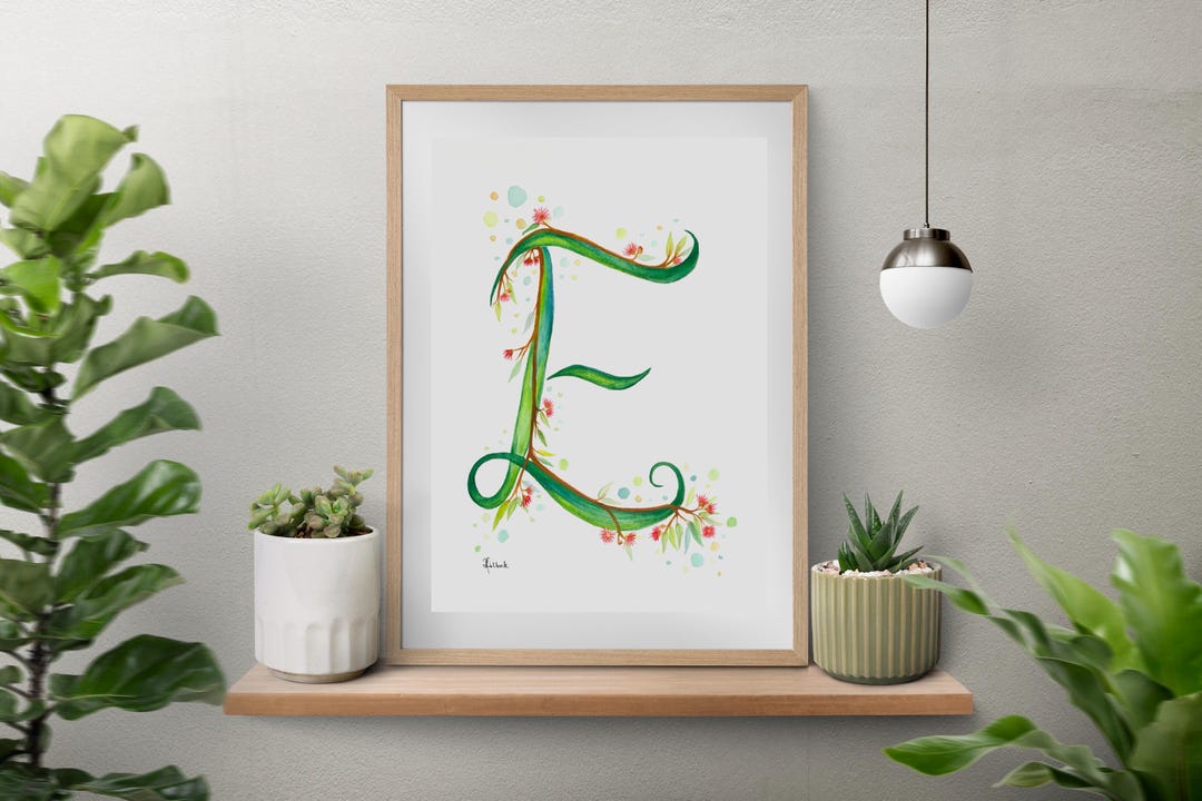Letter E, Wall Art, Nursery Decor, Alphabet Art, Watercolour, Original Artwork, Australian ...