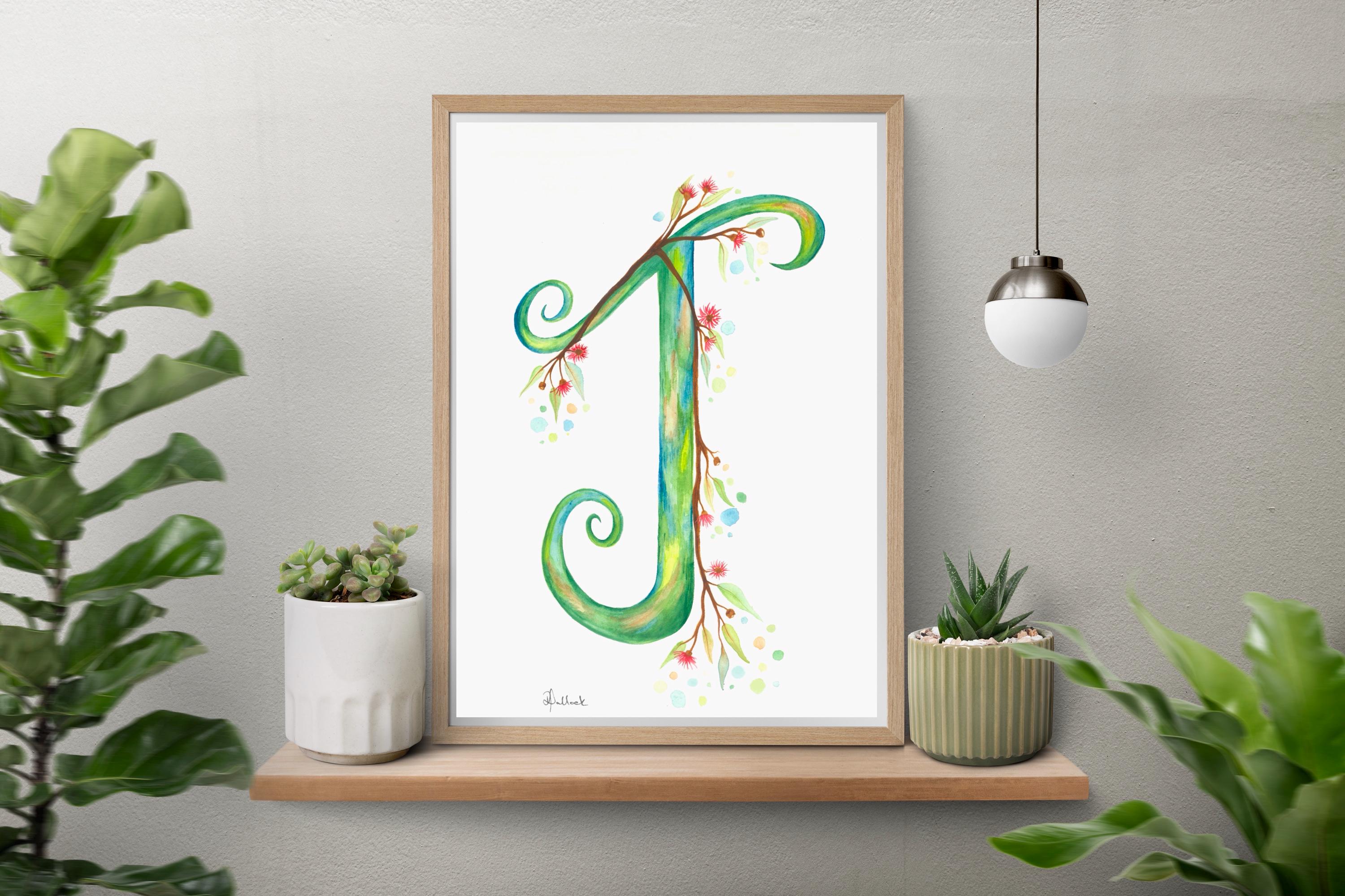Letter J, Wall Art, Nursery Decor, Alphabet Art, Watercolour, Original ...