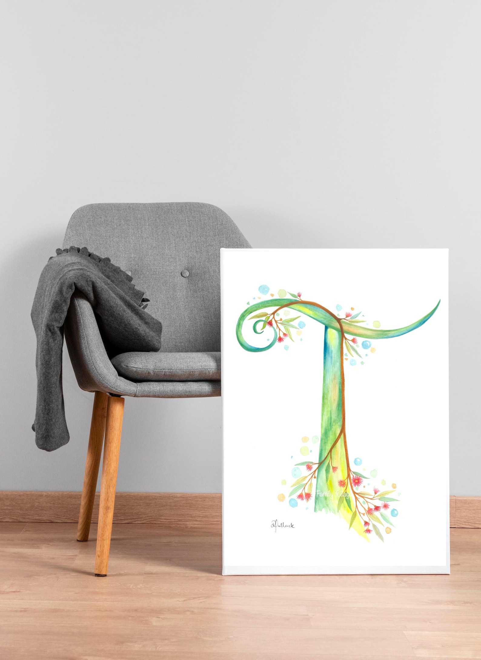 Letter T, Wall Art, Nursery Decor, Alphabet Art, Watercolour, Original ...